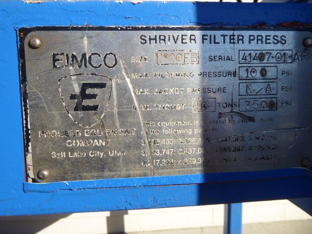 Eimco 7 Cu’ Air/Hydraulic Filter Press FP2422 | Ronatec
