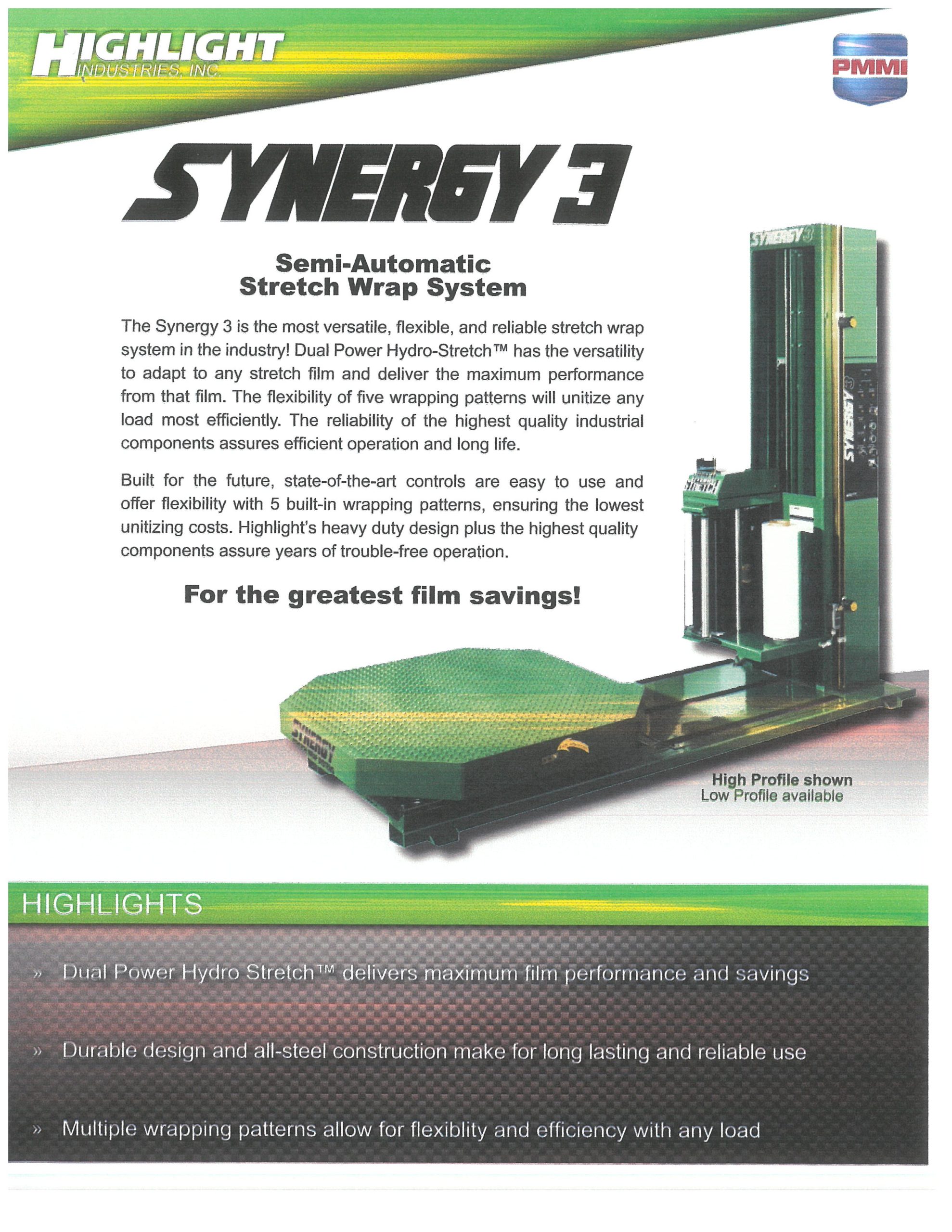 Highlight Synergy 3 Semi-Automatic Stretch Wrapper MH2247 | Ronatec