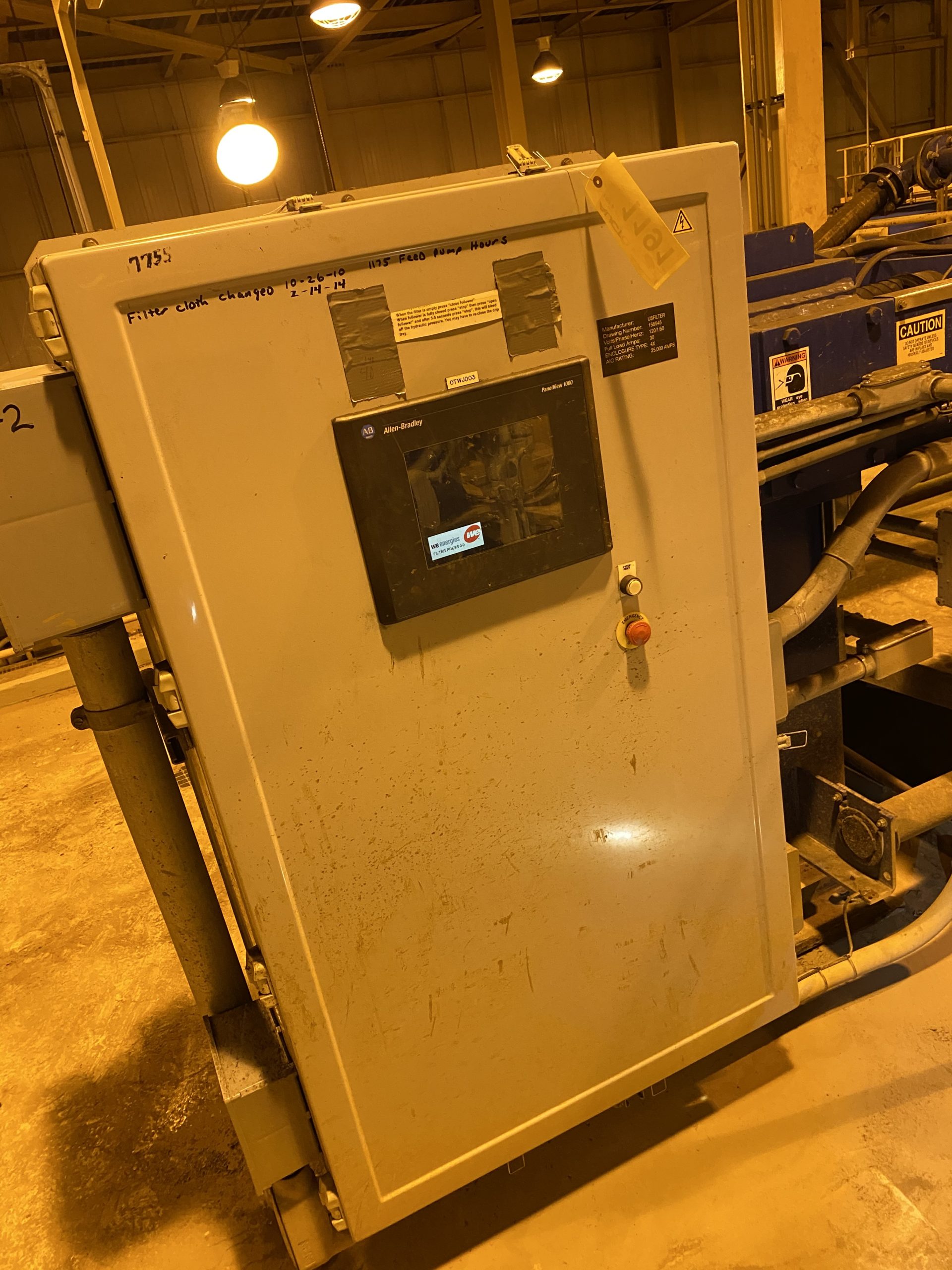 US Filter 100 Exp to125 Cu’ Air Over Hyd Filter Press FP2413 | Ronatec