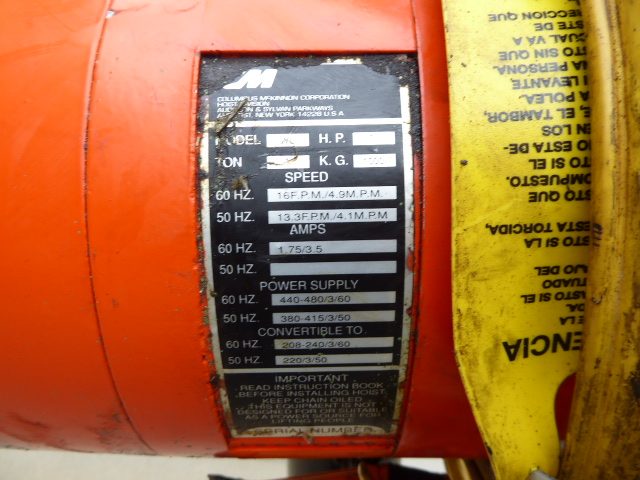 Used Hoist – CM Valustar 1 Ton Chain Hoist H2104-Hoists | Ronatec