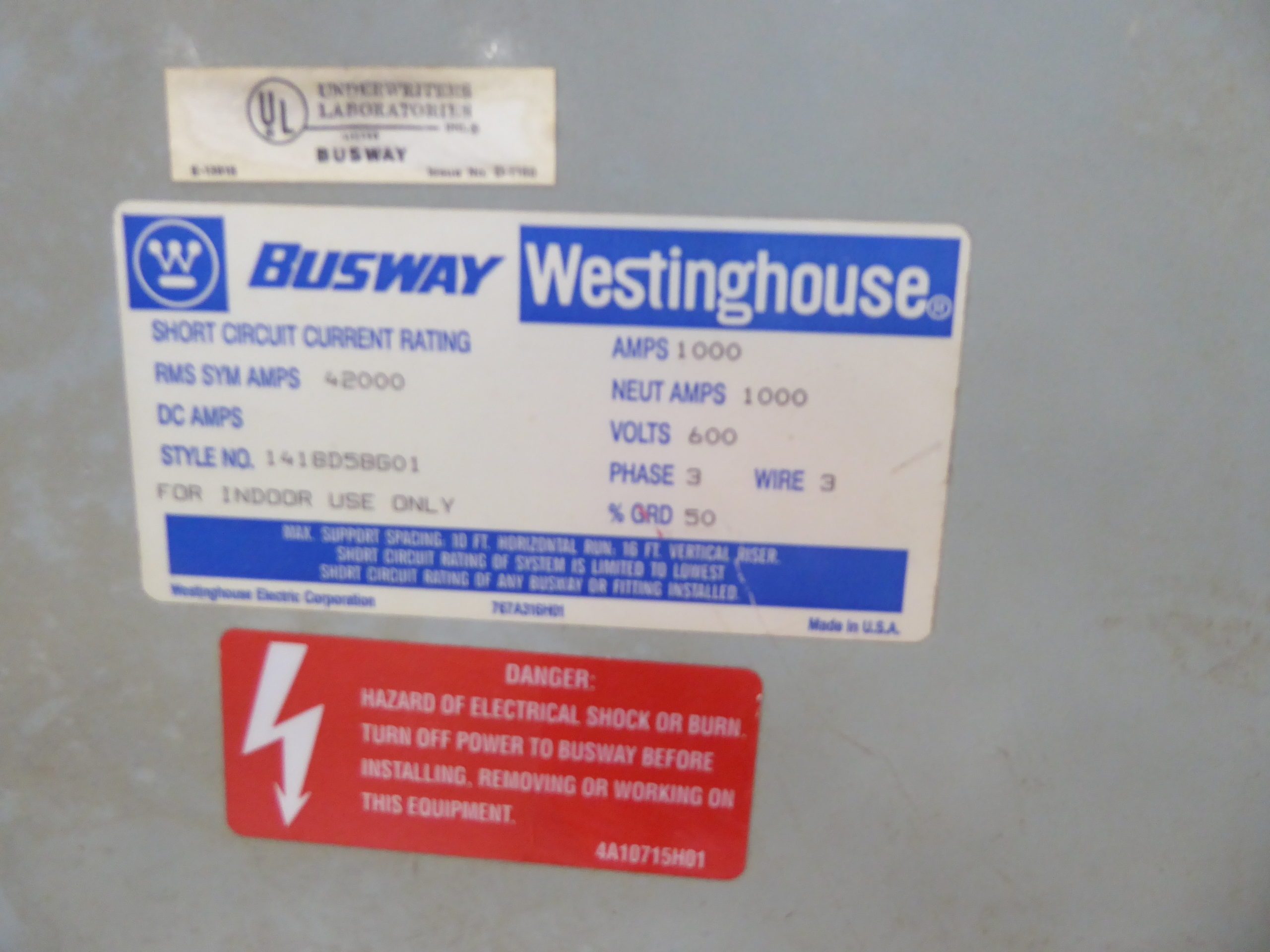 Westinghouse Busway Bus Duct 1000 AMP EE2194 | Ronatec
