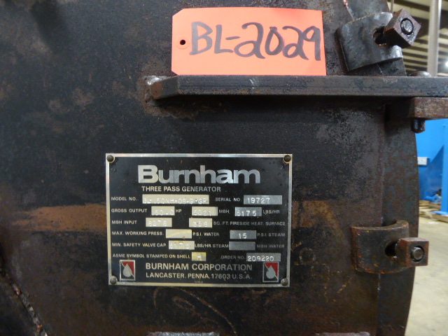 Used Boiler – Burnham 150 HP 6276000 BTU Natural Gas Boiler BL2029 ...