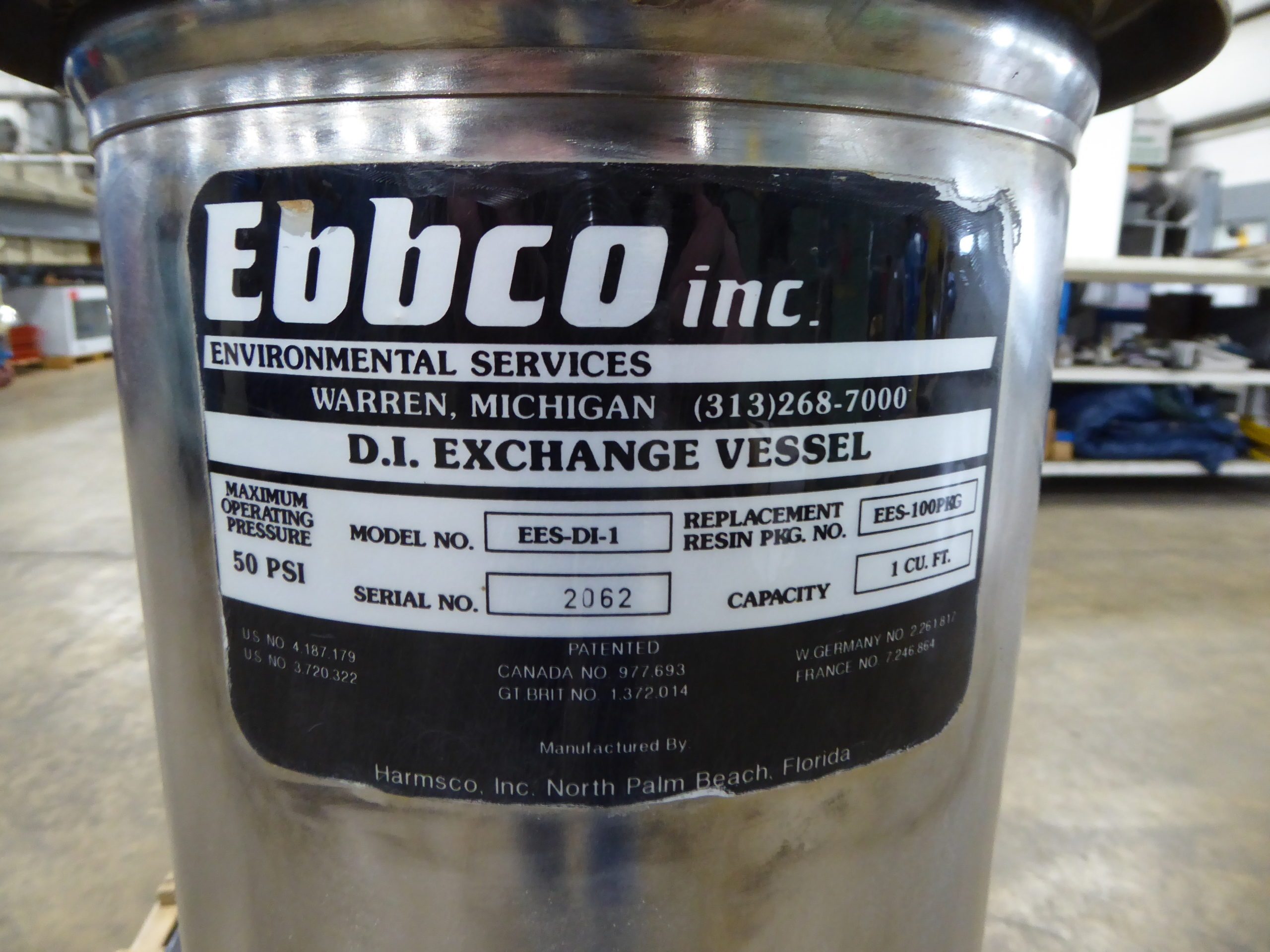 Used Deionizer – Ebbco EES-DI-1 Deionizers-Deionizers | Ronatec